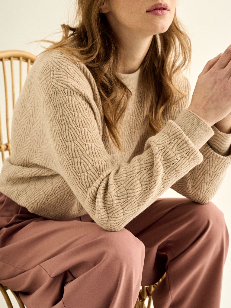 Kushi - Pull à col camionneur en cachemire taupe pour homme