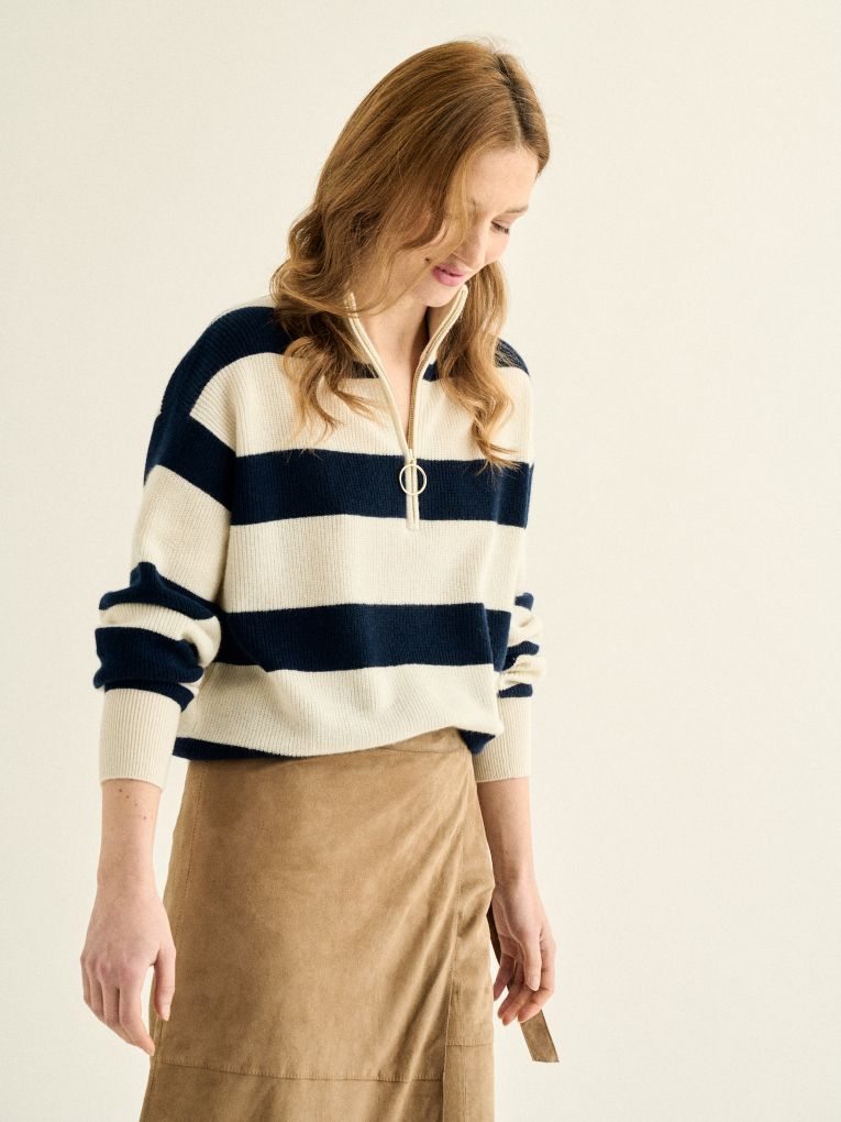 Marta - Cardigan en cachemire 4 fils col v beige pour femme