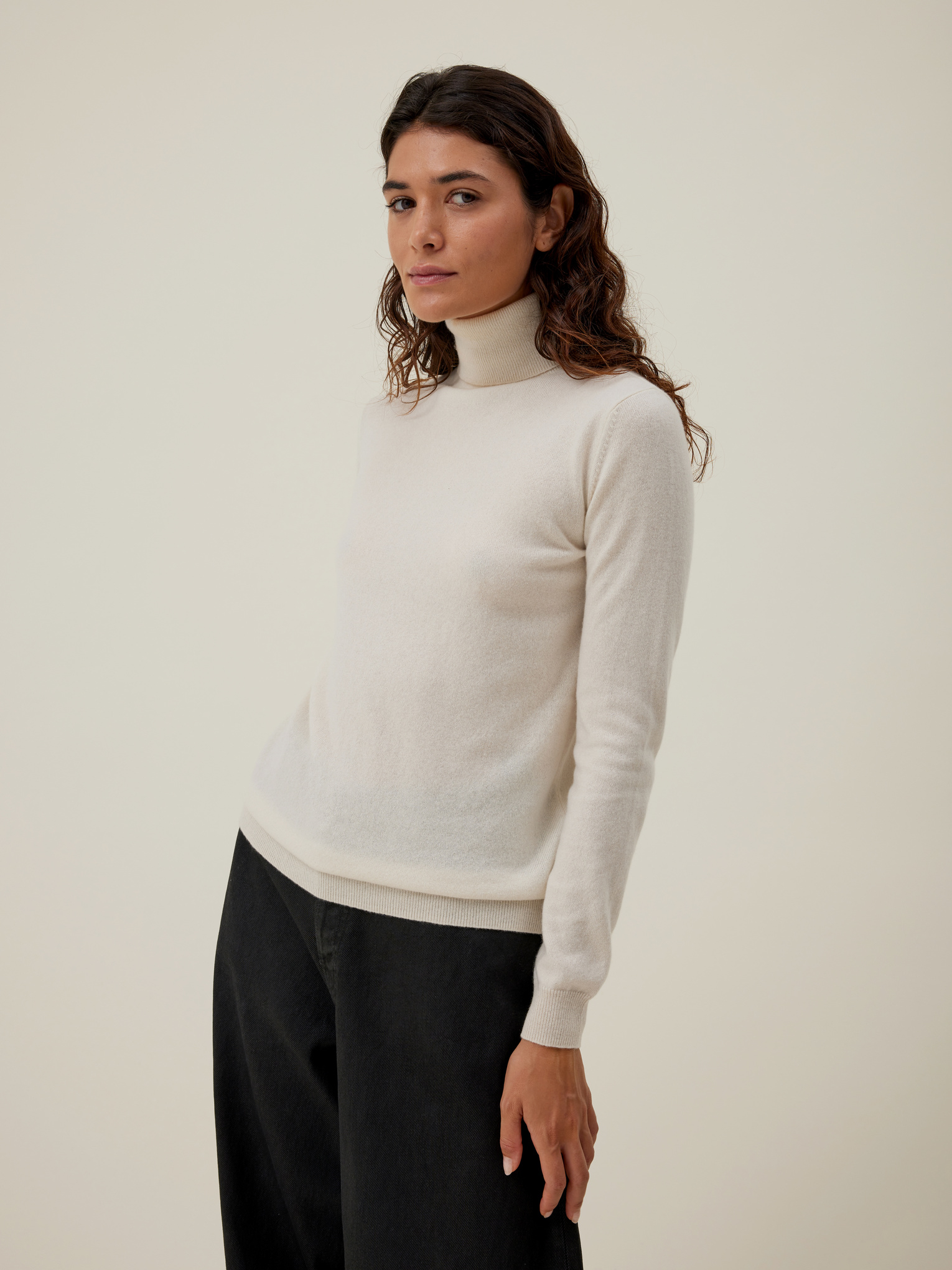 Khuza - Pull col roulé en cachemire blanc pour femme